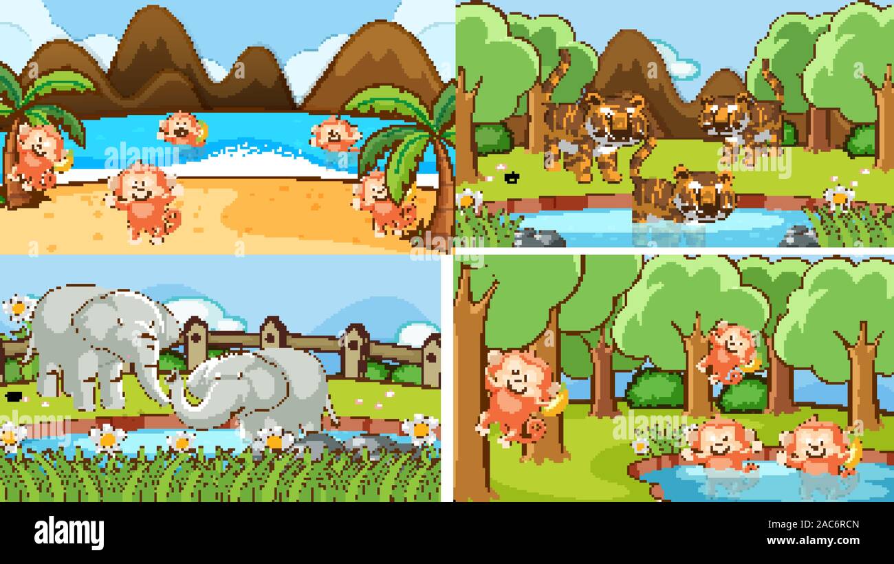 Background scenes of animals in the wild illustration Stock Vector ...