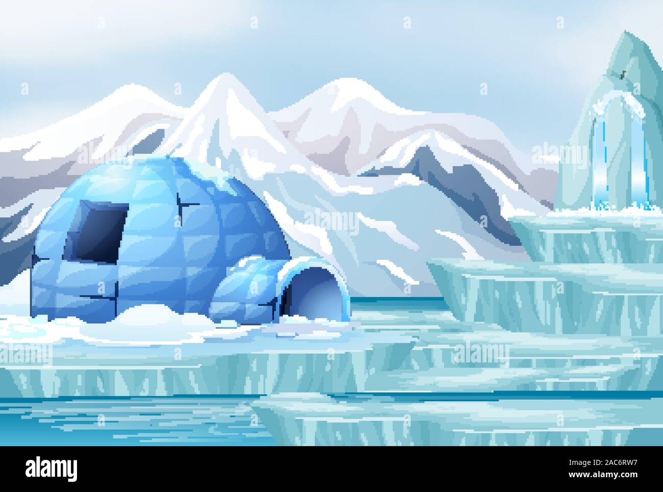 Background scene with igloo on ice illustration Stock Vector Image ...