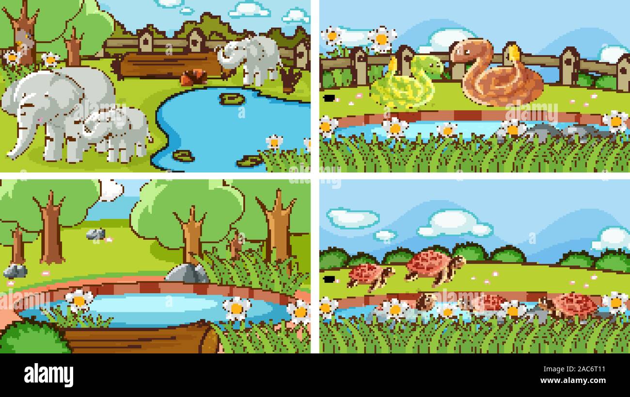 Background scenes of animals in the wild illustration Stock Vector ...