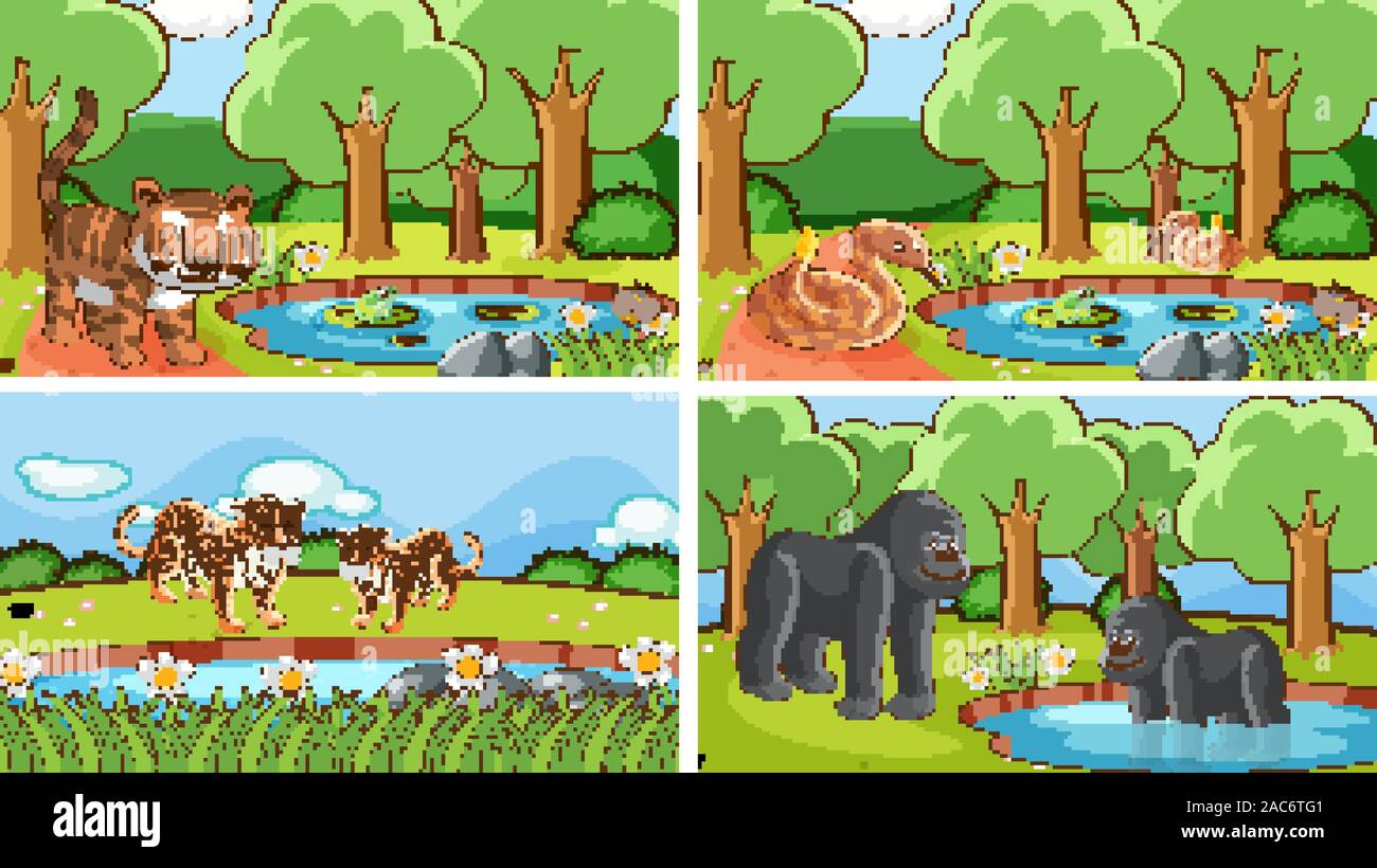 Background scenes of animals in the wild illustration Stock Vector ...
