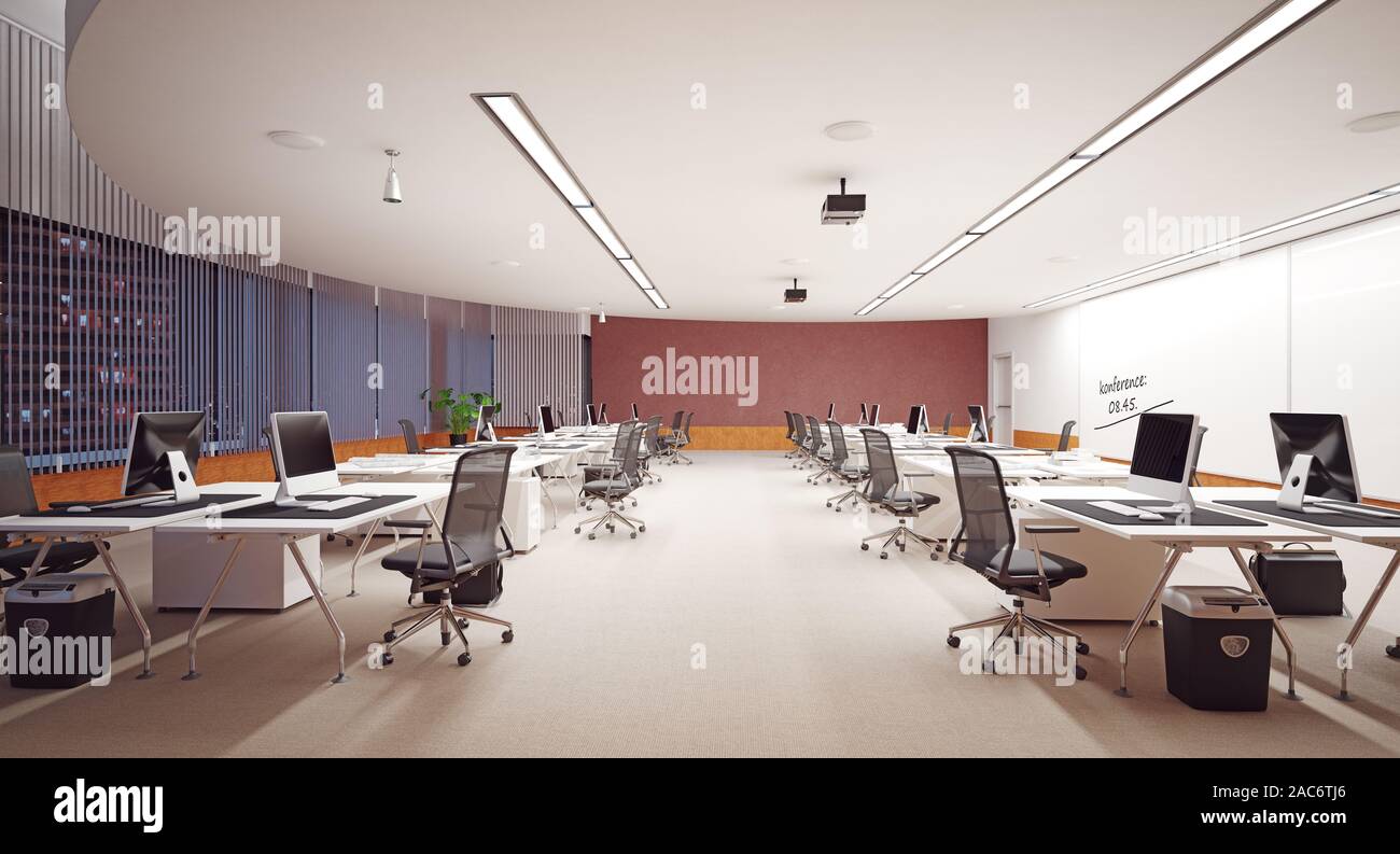 Modern office interior design concept. 3d rendering design Stock Photo ...