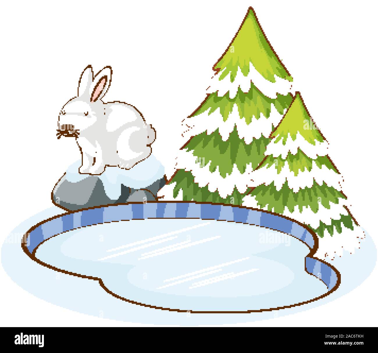 Scene with white rabbit in snow illustration Stock Vector Image & Art ...