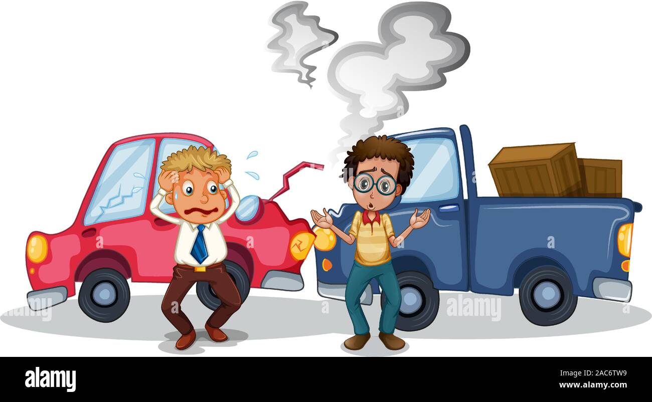 Accident scene with car crash illustration Stock Vector Image & Art - Alamy