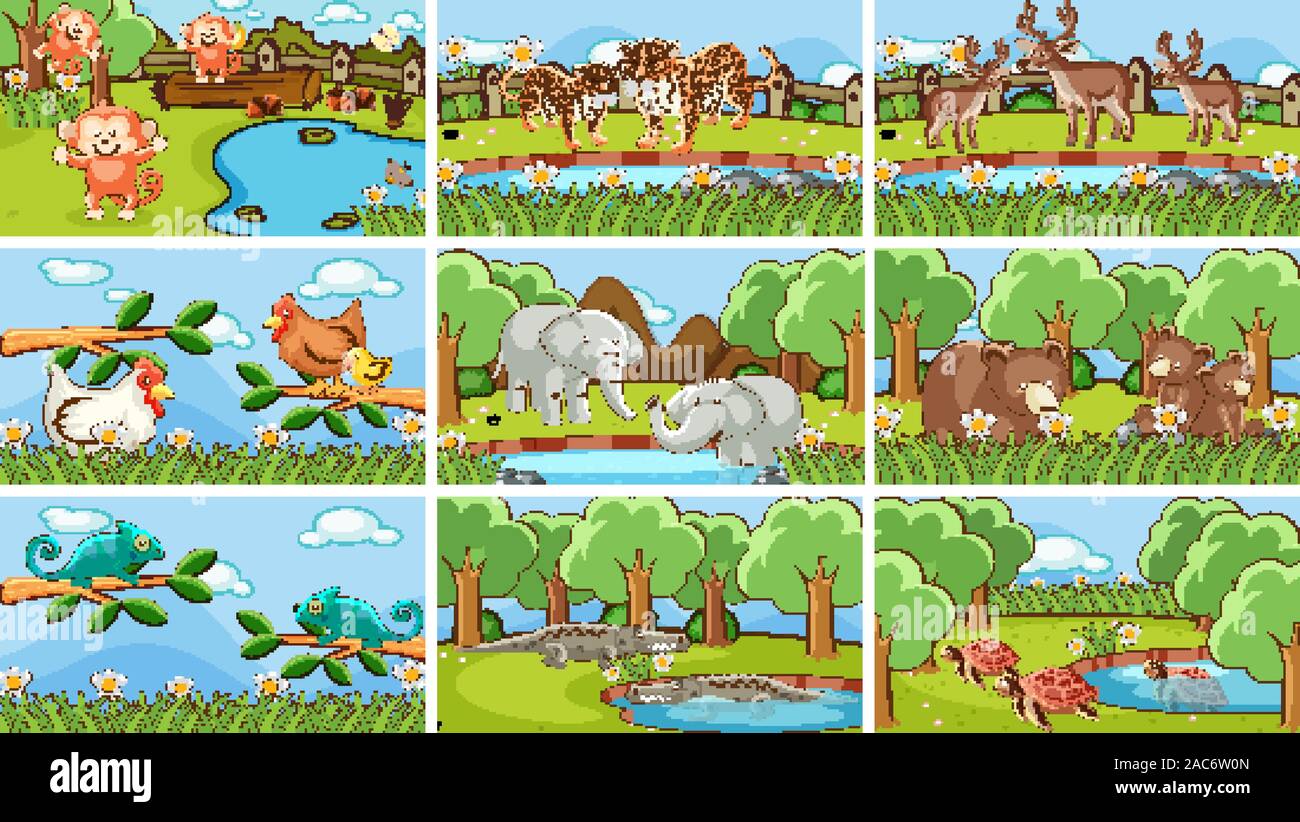 Background scenes of animals in the wild illustration Stock Vector ...