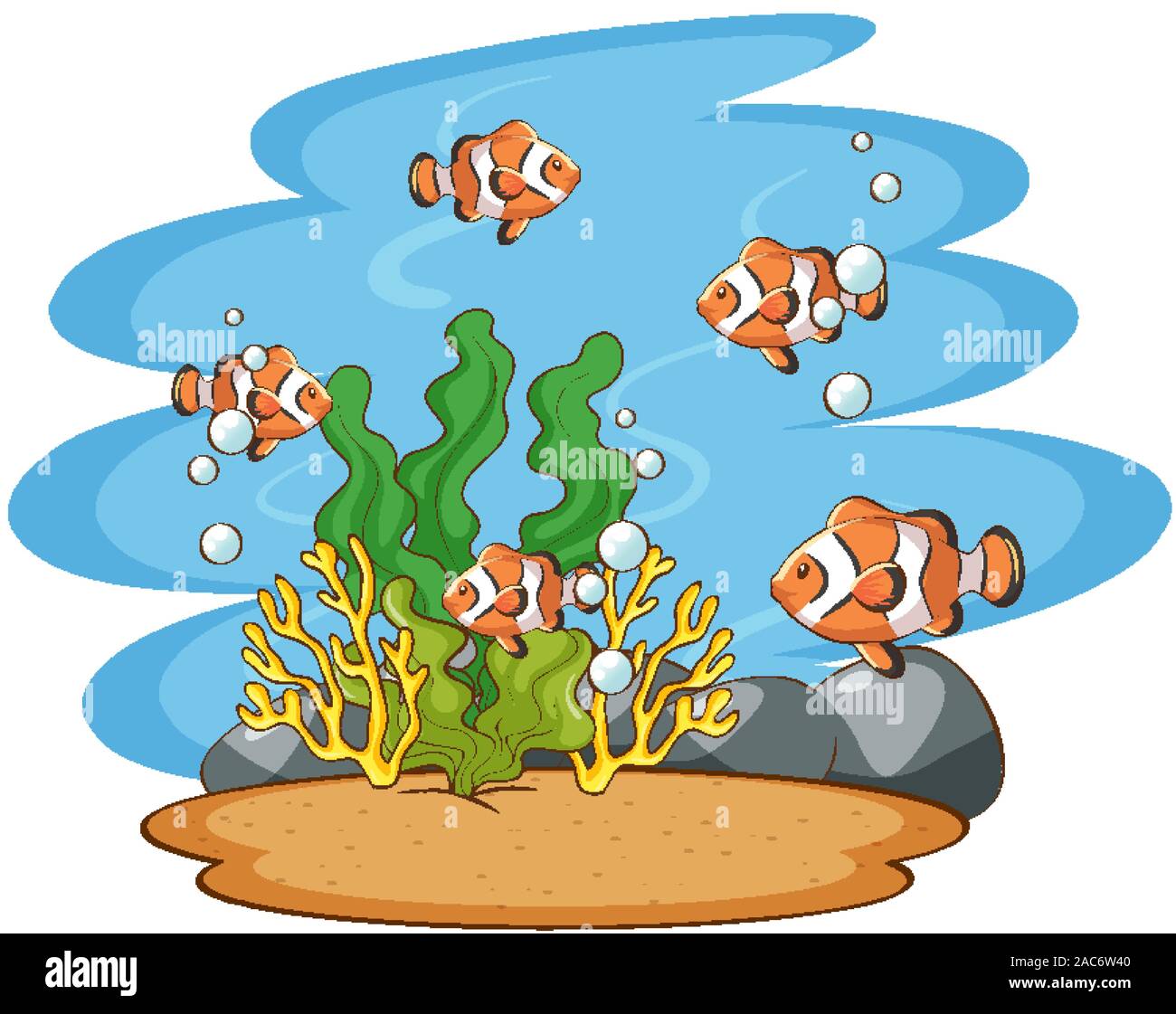 Scene with clownfish in the sea illustration Stock Vector Image & Art ...