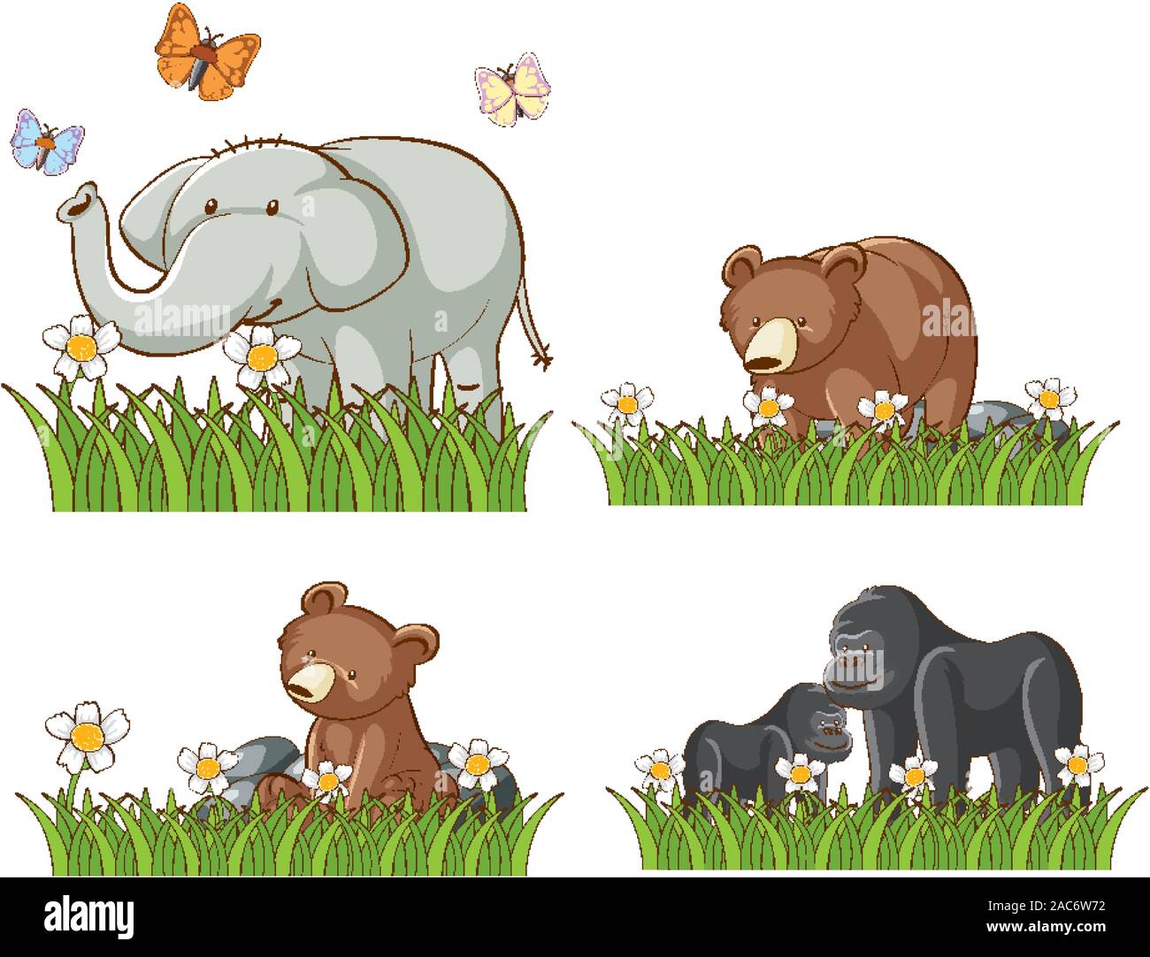 Four animals in garden illustration Stock Vector Image & Art - Alamy