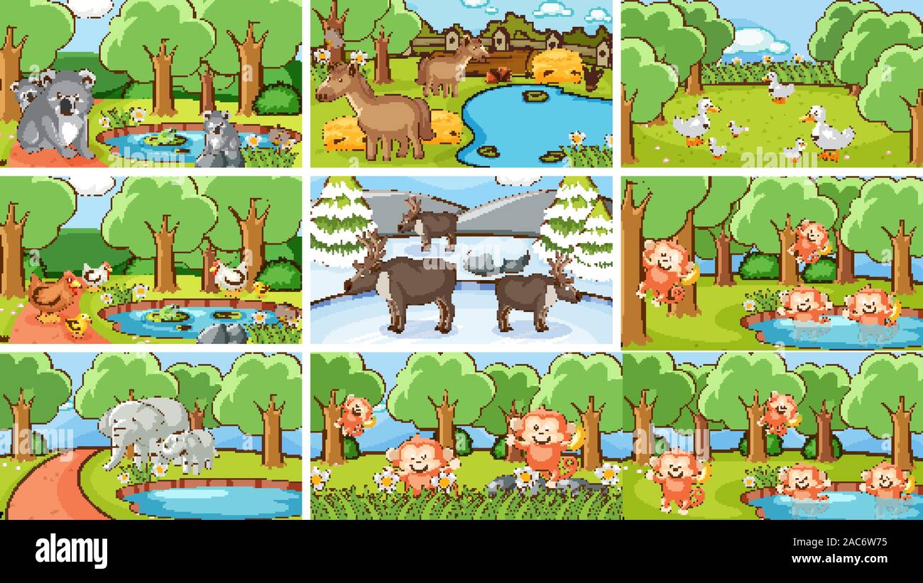 Background scenes of animals in the wild illustration Stock Vector ...