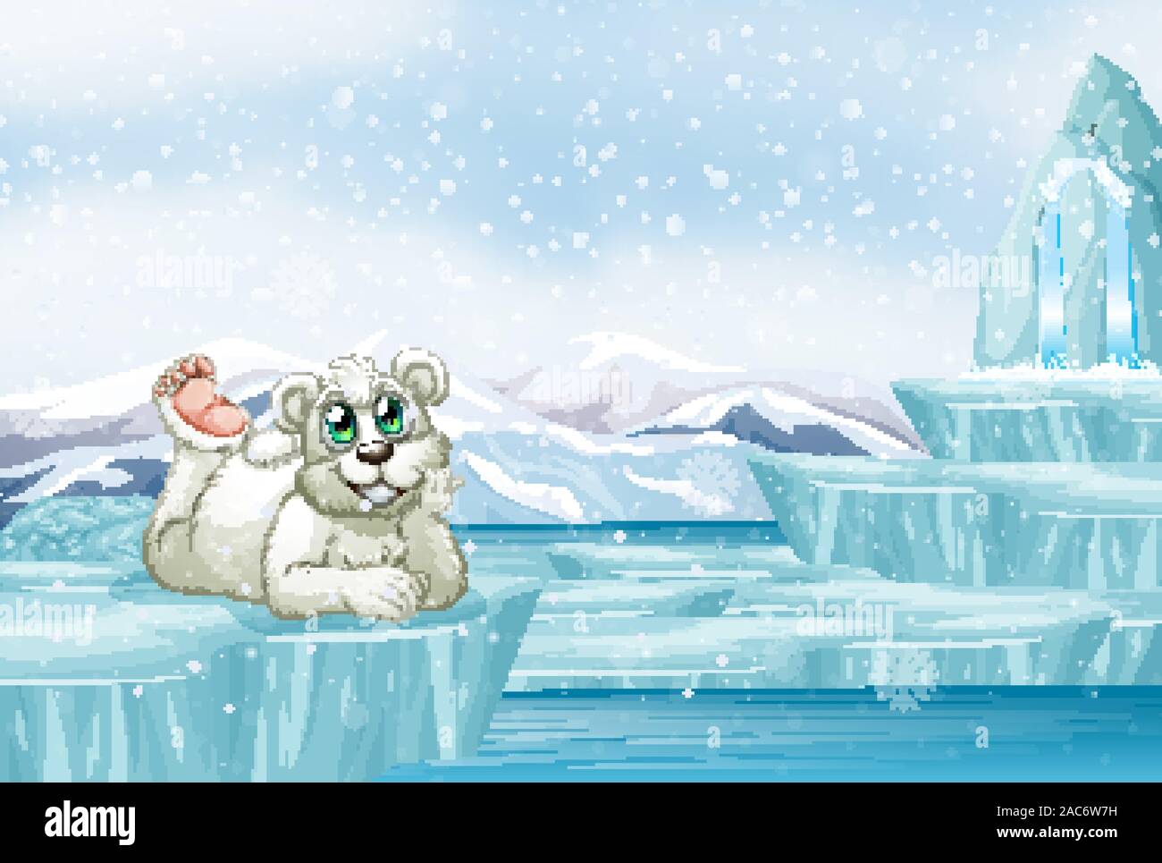 Scene with cute polar bear on ice illustration Stock Vector Image & Art ...