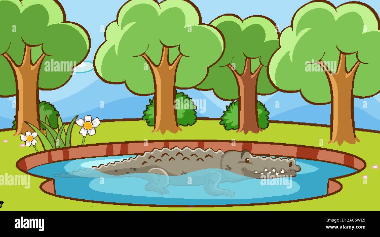 Cartoon Pond Scene