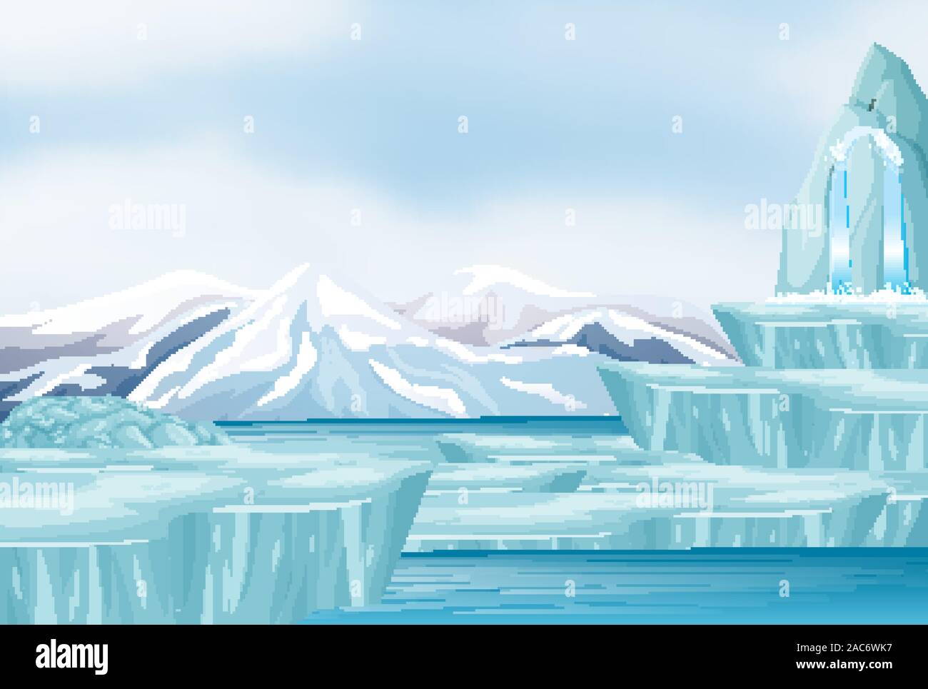 Scene with snow and iceberg illustration Stock Vector Image & Art - Alamy