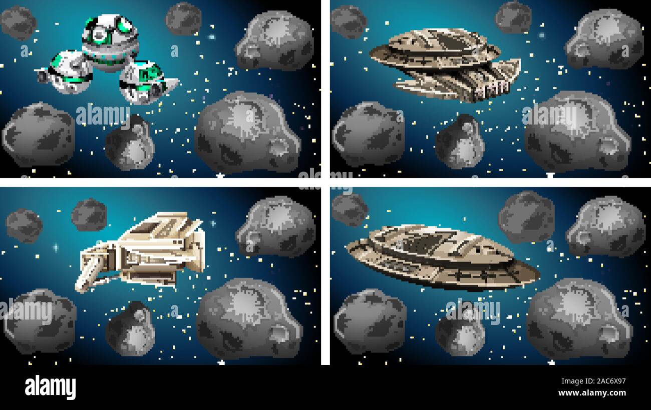 Set of different space ships illustration Stock Vector Image & Art - Alamy