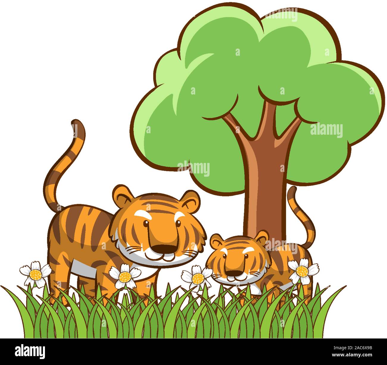 Isolated picture of tigers in forest illustration Stock Vector Image ...