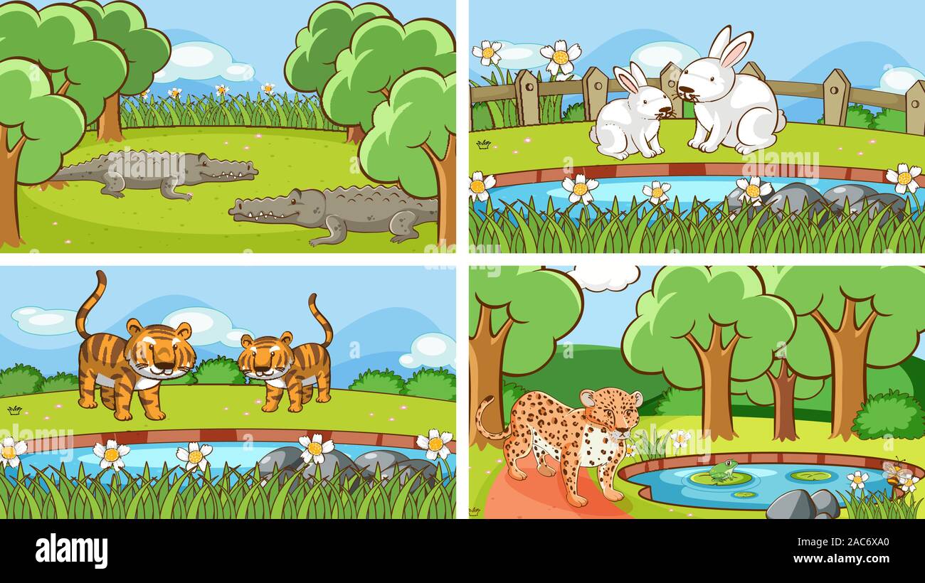 Background scenes of animals in the wild illustration Stock Vector ...