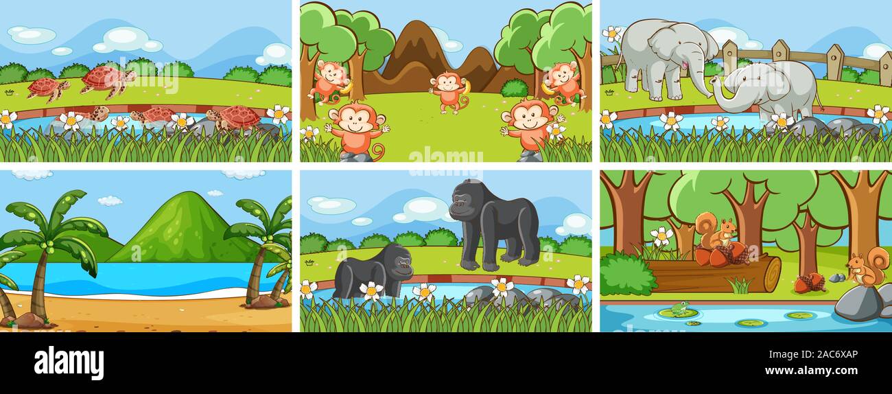 Background scenes of animals in the wild illustration Stock Vector ...