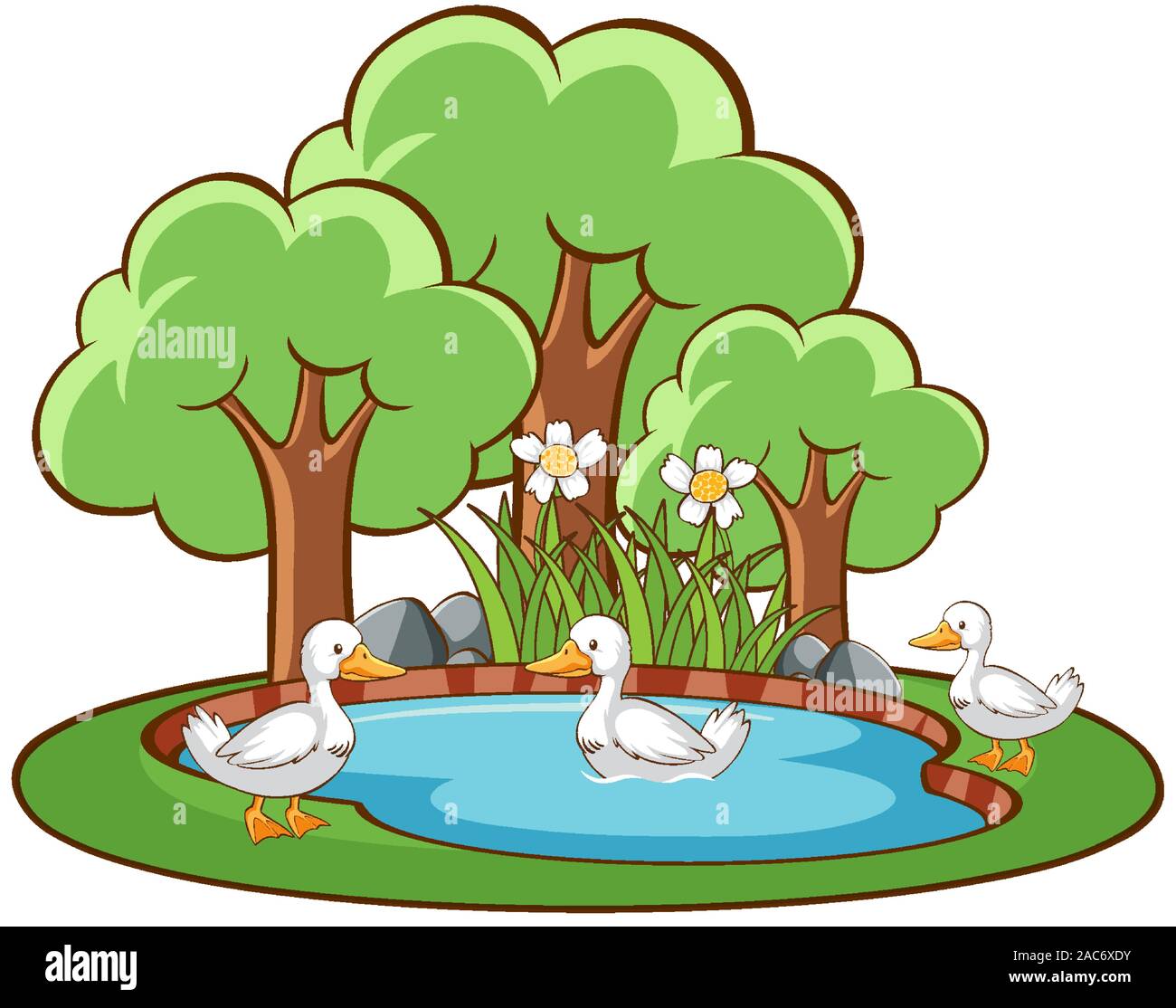 Pond With Ducks Clipart