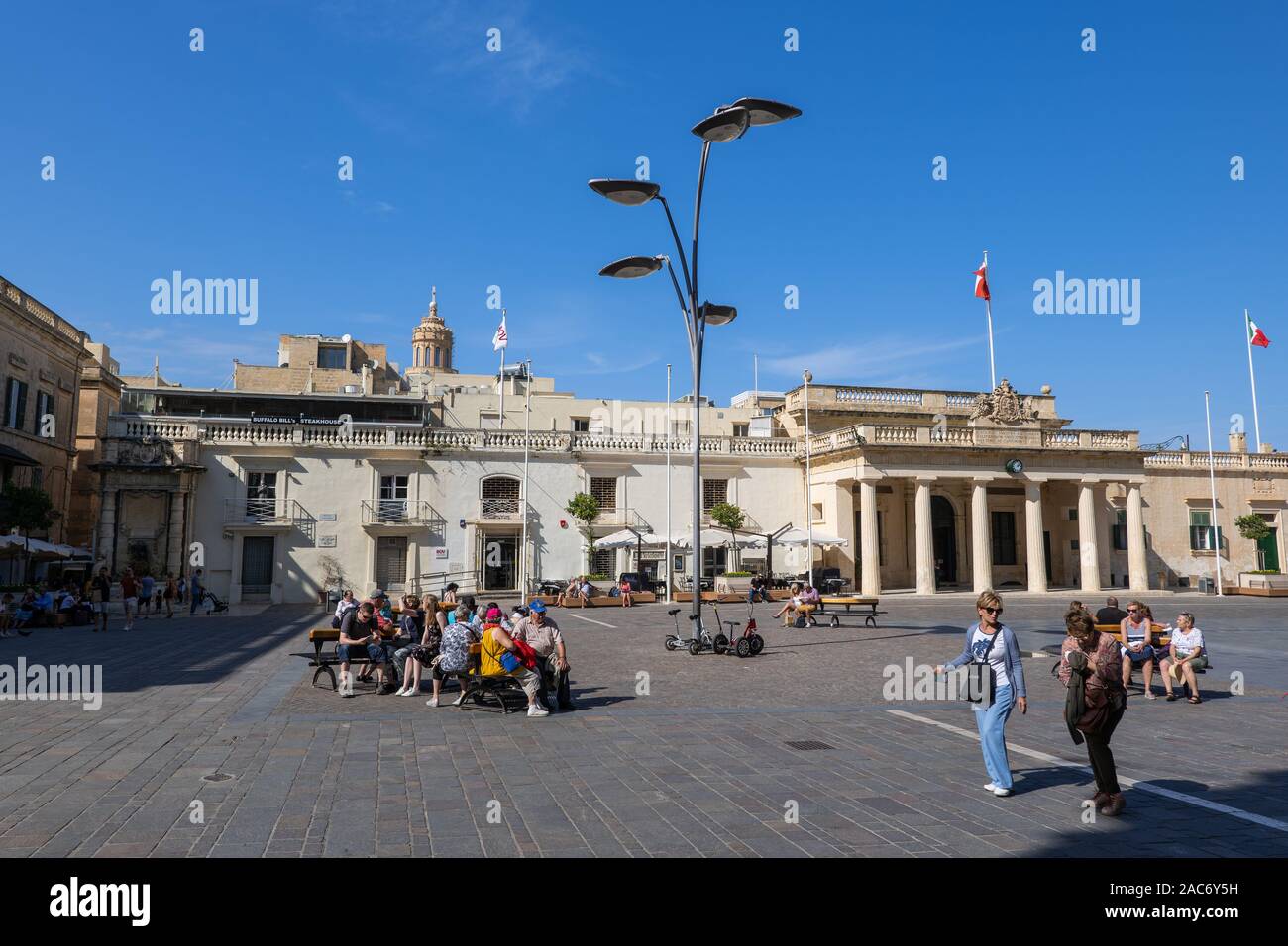 People at the St George Square in Valletta city, Malta Stock Photo - Alamy
