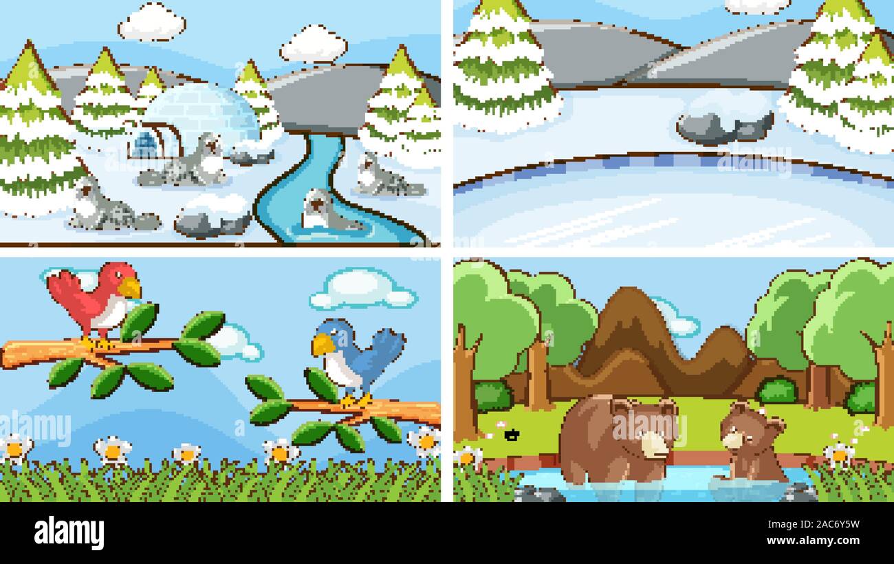 Background scenes of animals in the wild illustration Stock Vector ...