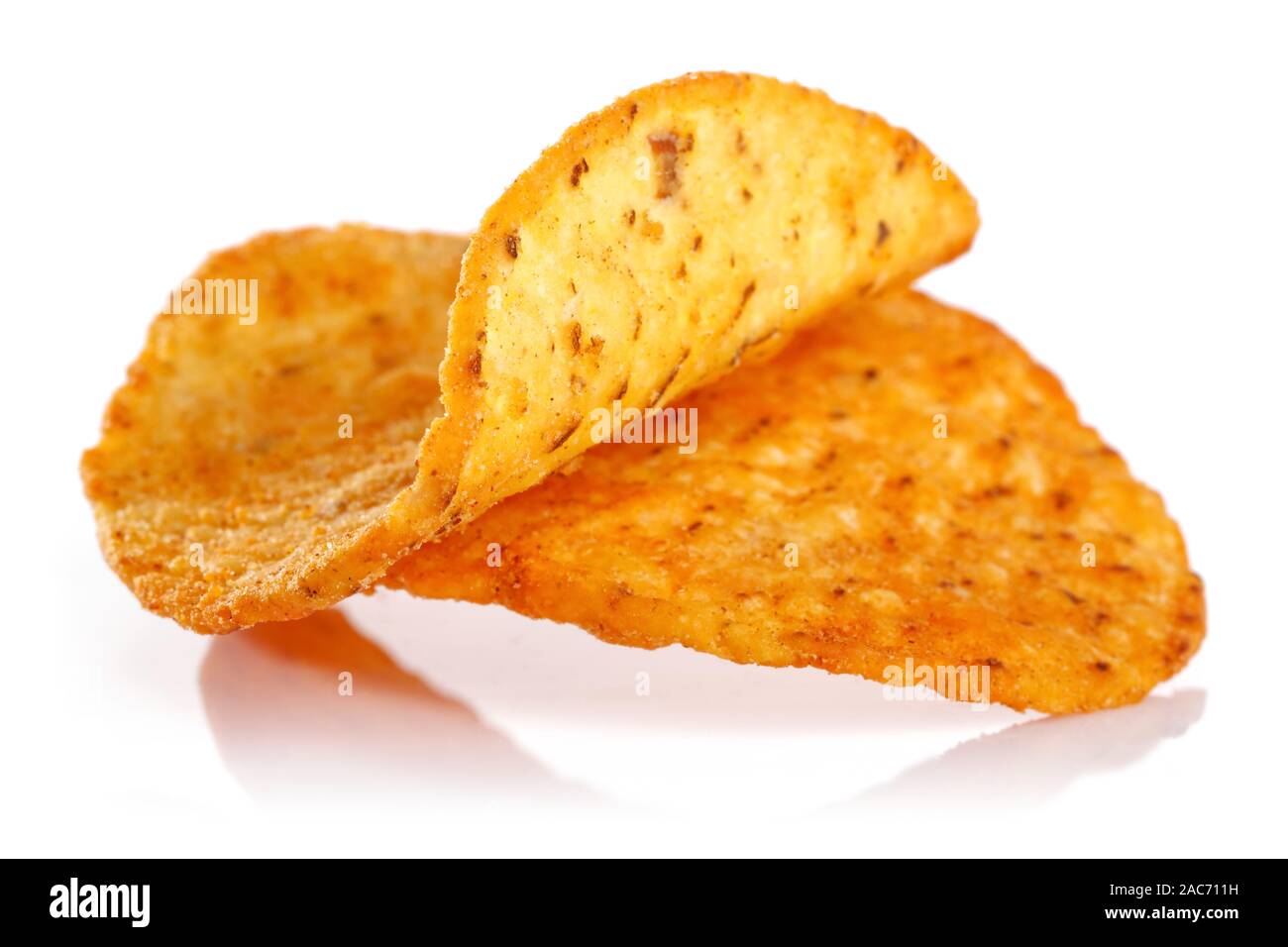 Spicy corn chips isolated on white background Stock Photo - Alamy