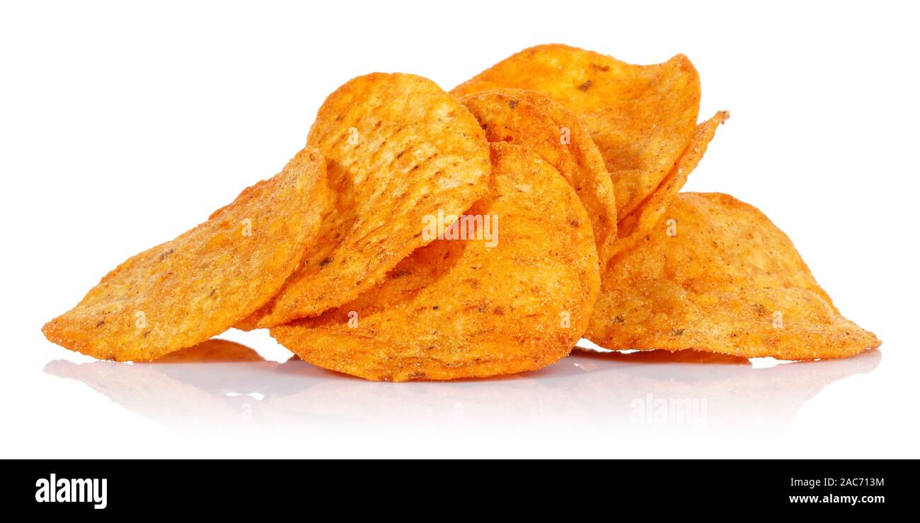 Spicy corn chips isolated on white background Stock Photo - Alamy