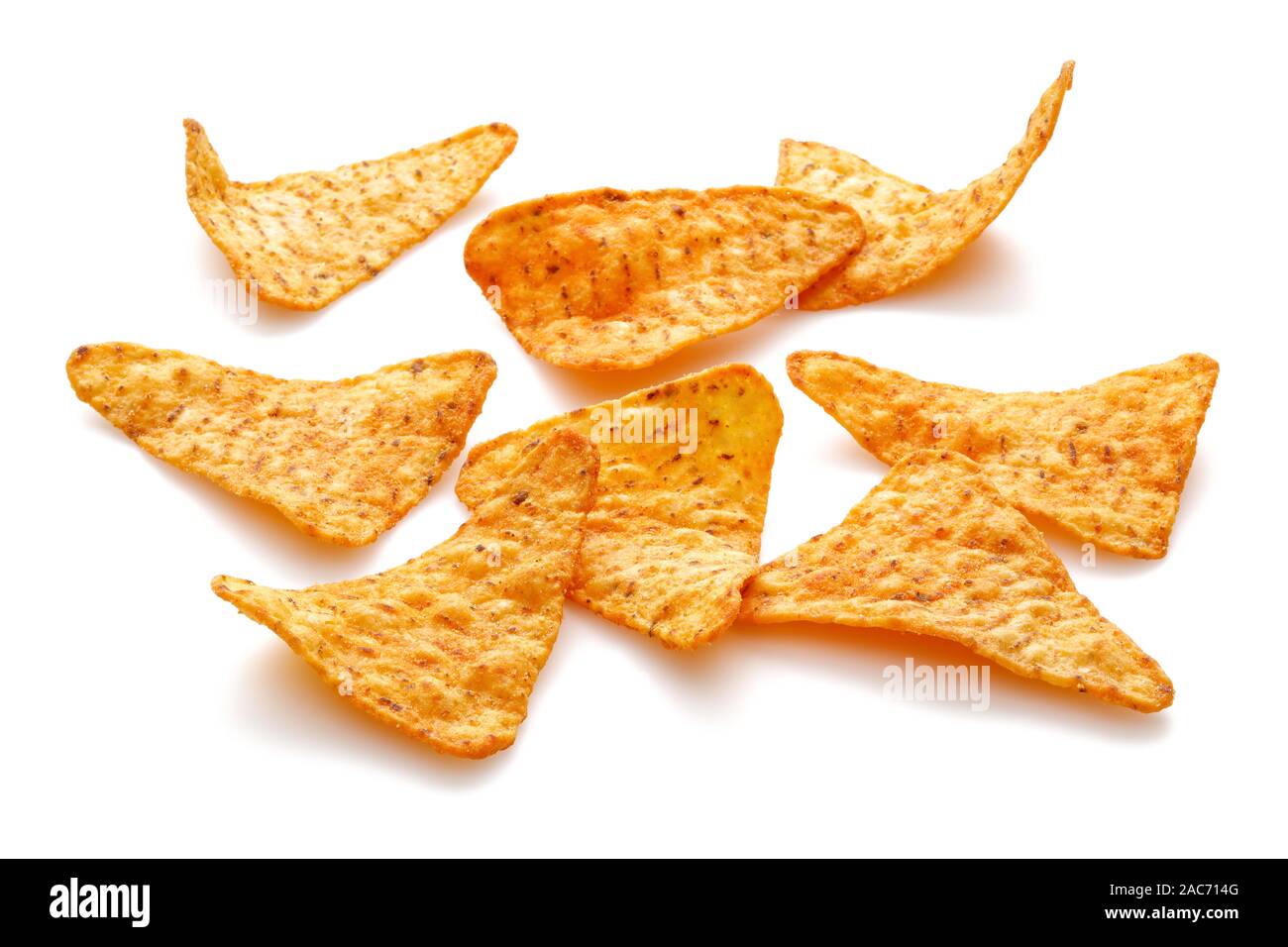 Triangle shaped corn chips isolated on white background Stock Photo - Alamy