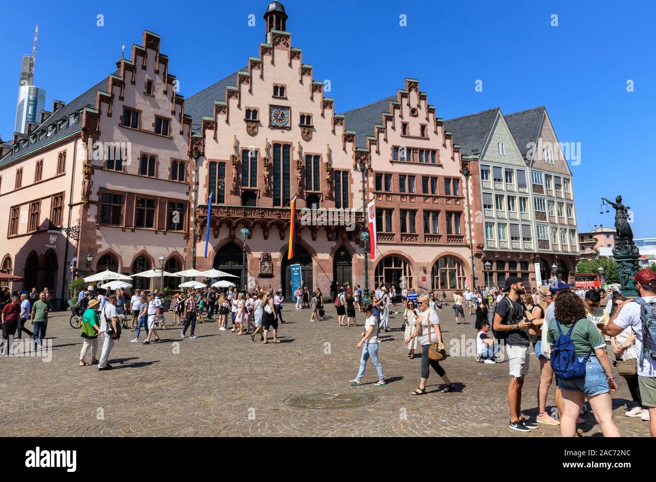 Historic buildings and facades at Römerberg square, a landmark heritage ...