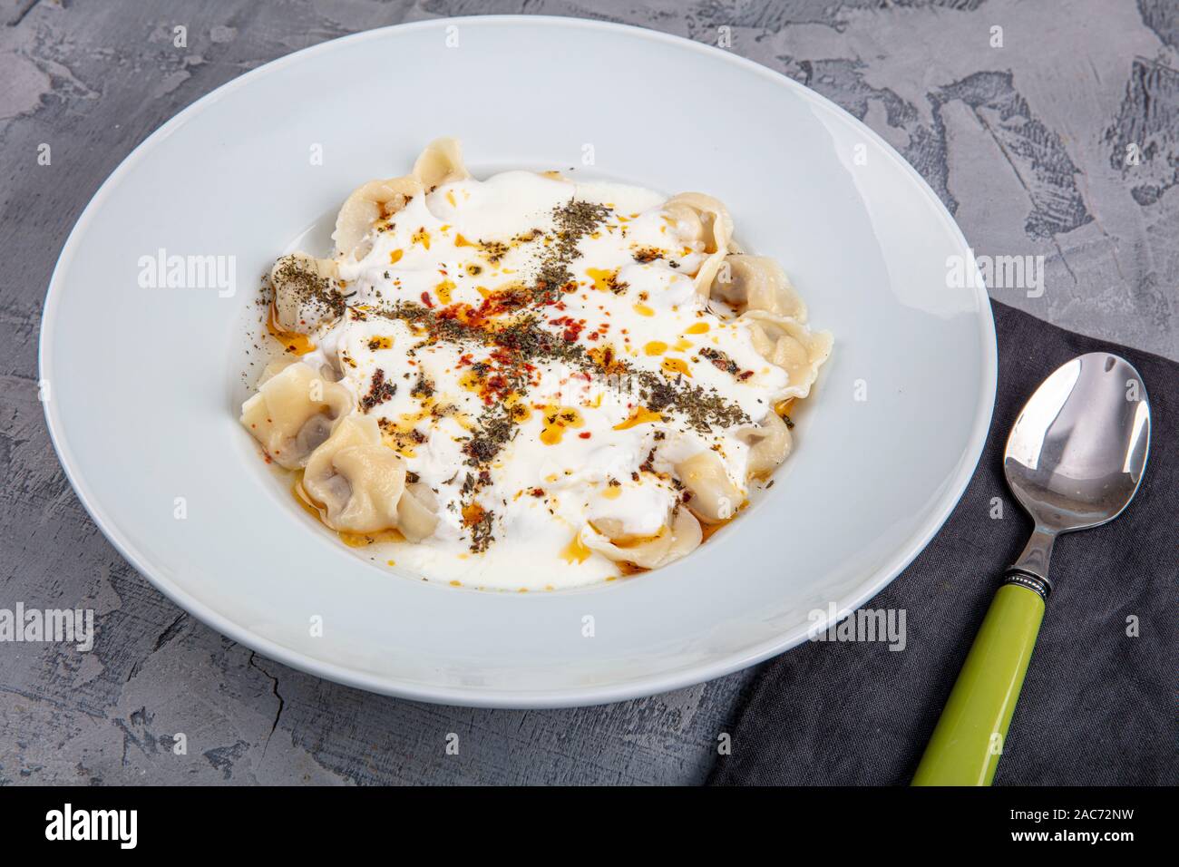 Perfect Turkish Ravioli and Chili Peppers Fried in Butter. Homemade ...