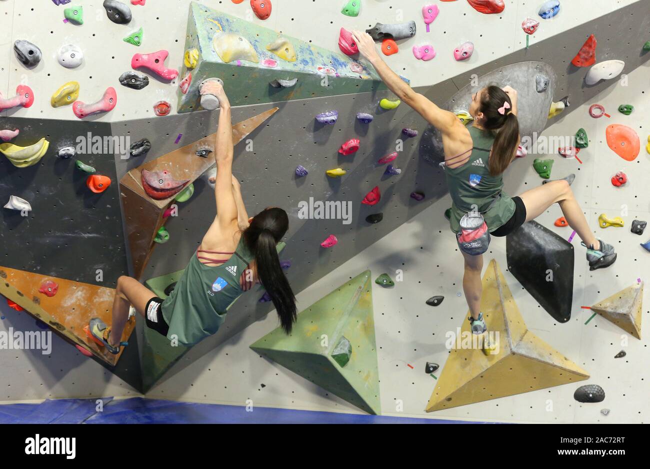 Toulouse, France . 01st Dec, 2019. Slovenian climbers Lucka Rakovec ...