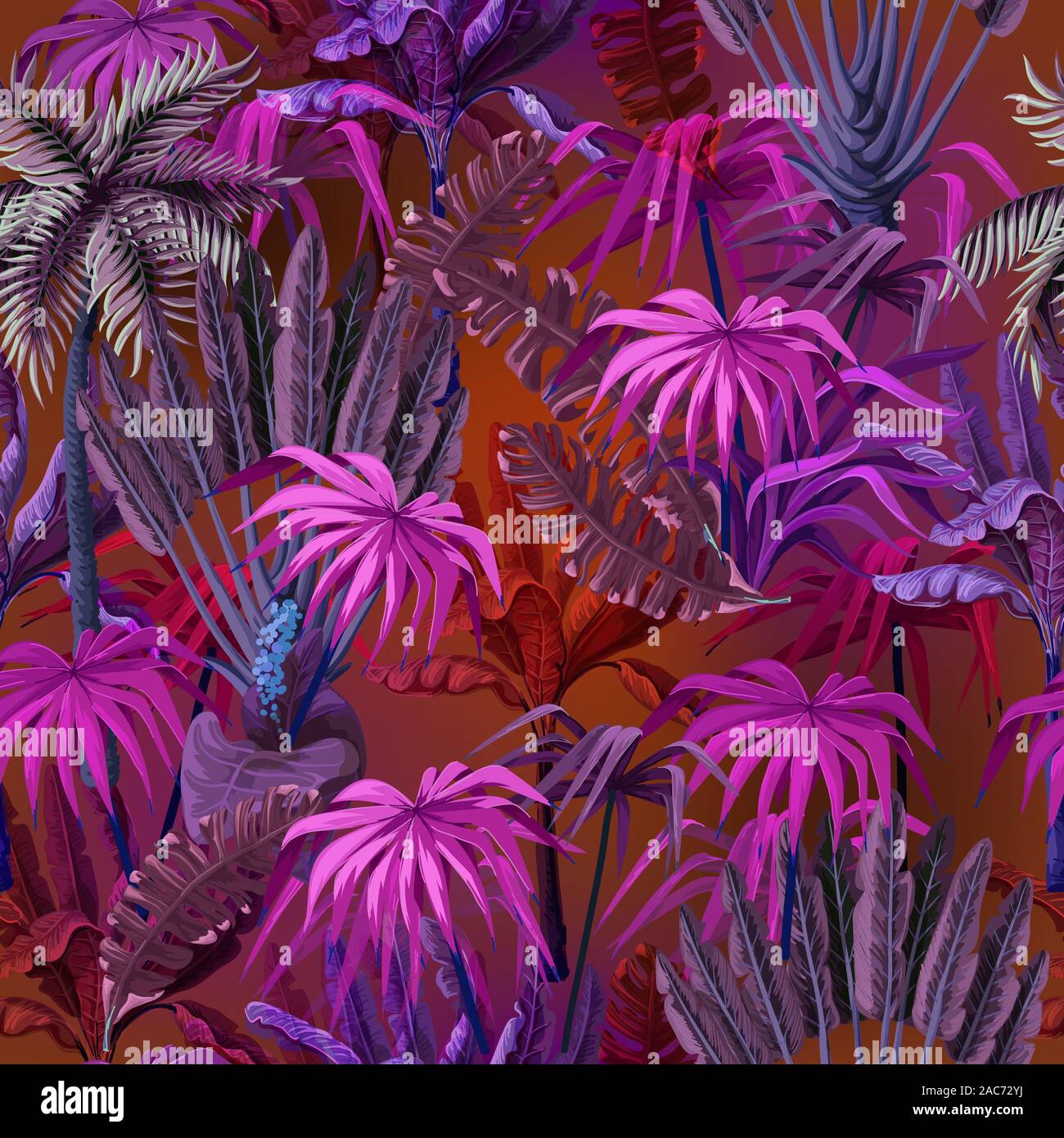 Vivid seamless pattern with jungle trees. Vector Stock Vector Image ...