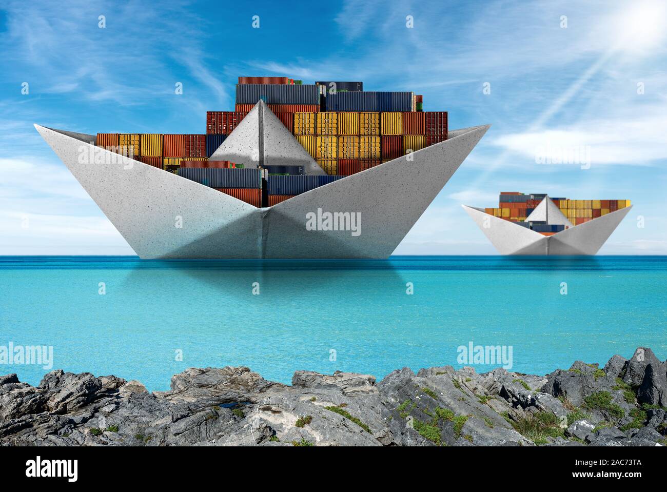 Shipping container floating in sea hi-res stock photography and images ...