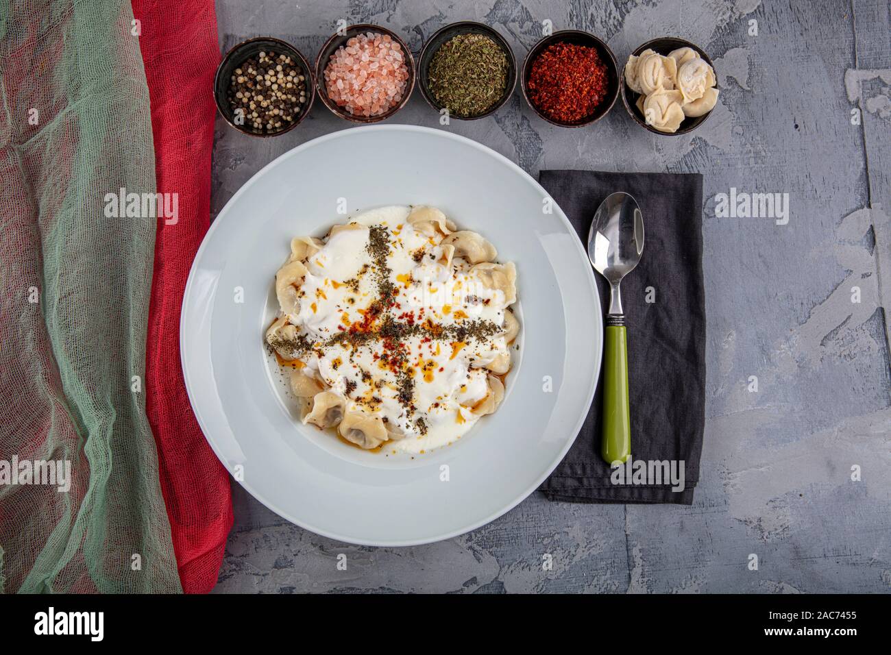 Perfect Turkish Ravioli and Chili Peppers Fried in Butter. Homemade ...