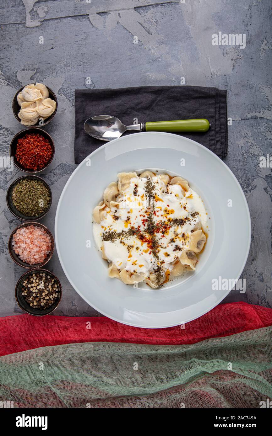 Perfect Turkish Ravioli and Chili Peppers Fried in Butter. Homemade ...