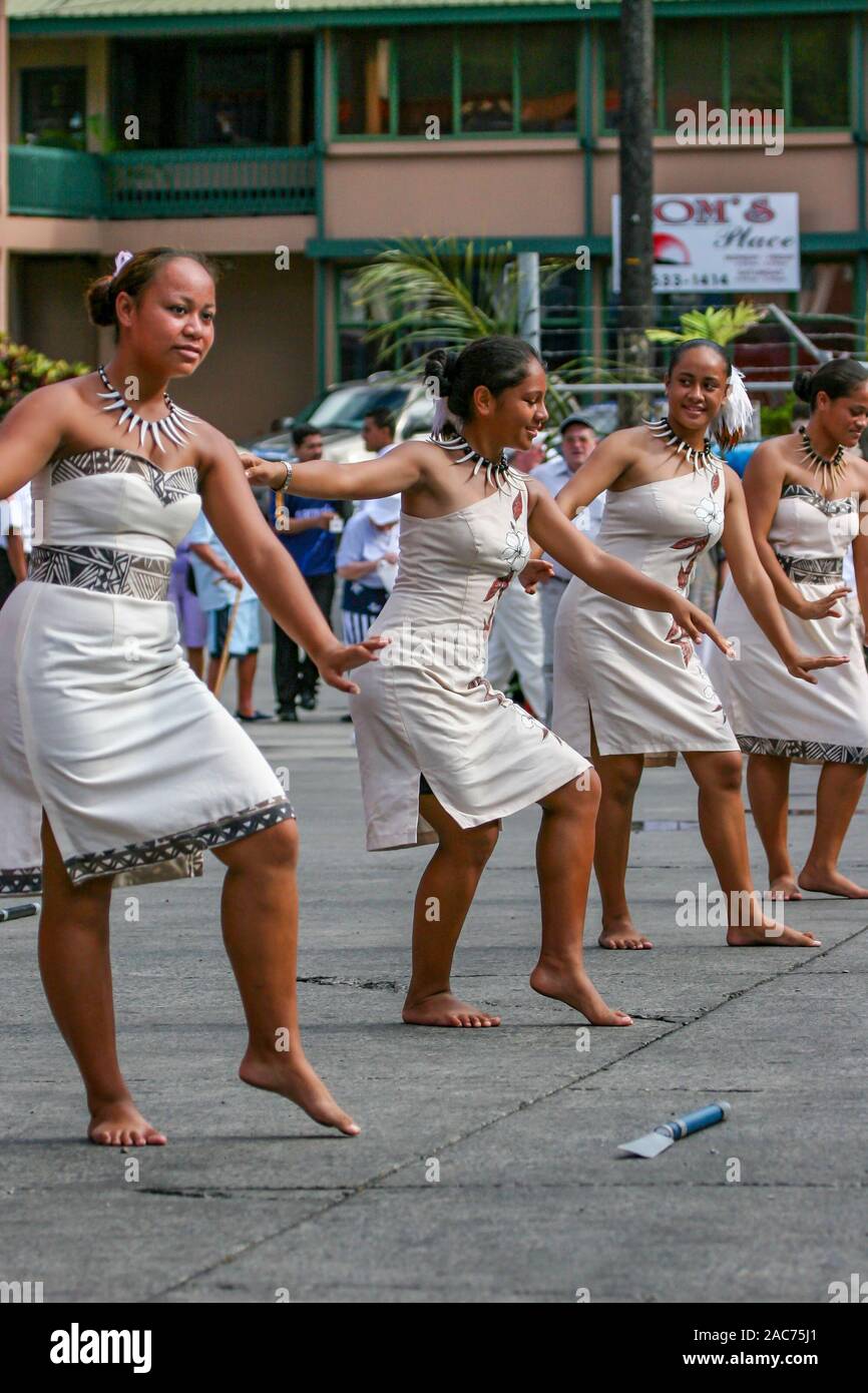 Performers doing traditional dances, Pago Pago, American Samoa South ...