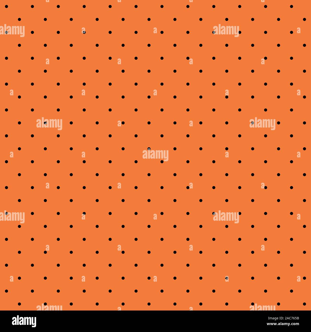 Abstract seamless pattern with black dot on an orange background. Orderly arrangement of ...