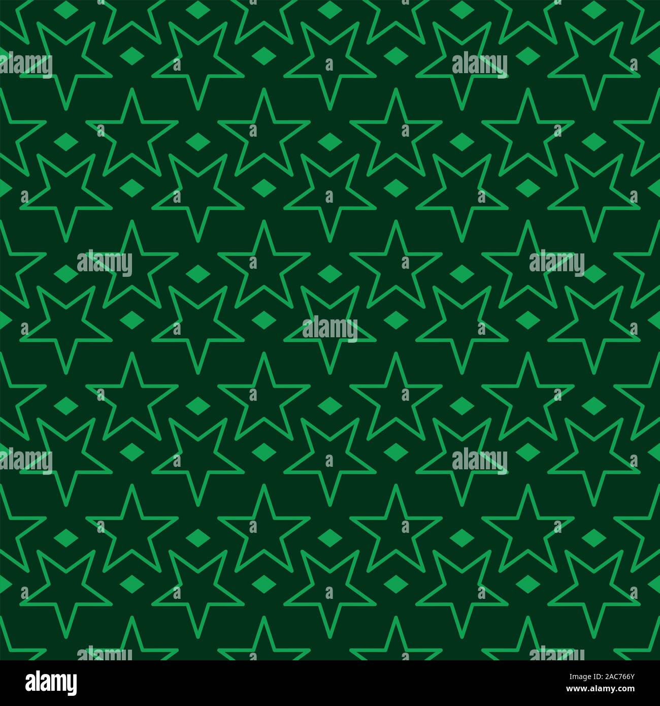 Abstract seamless pattern with shapes of stars on a dark green ...