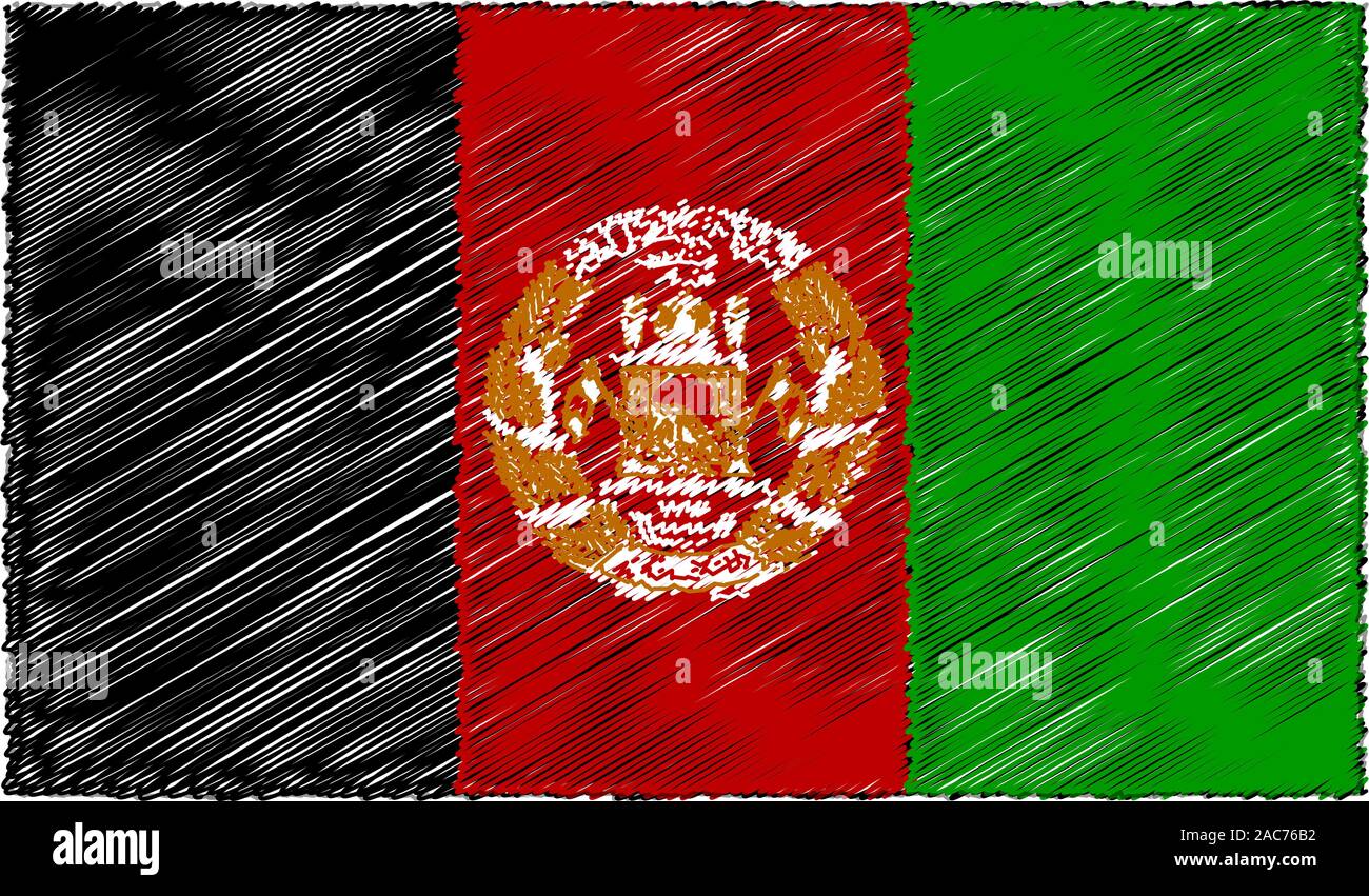 Vector Drawing of Sketch Style Afghanistan Flag Stock Vector Image ...