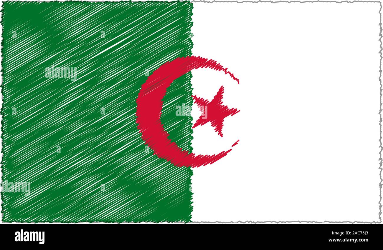 Vector Drawing of Sketch Style Algeria Flag Stock Vector Image & Art ...