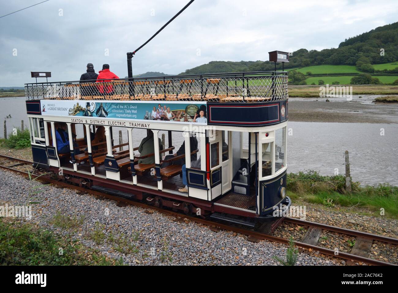 A tram running through Seaton Wetlands, Nature Reserve, from Seaton ...