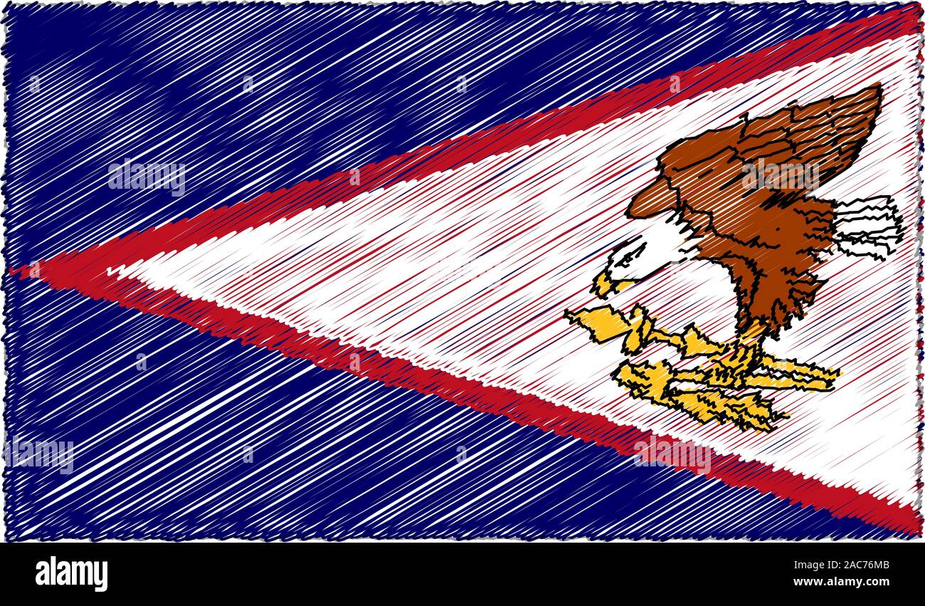 Vector Drawing of Sketch Style American Samoa Flag Stock Vector Image ...