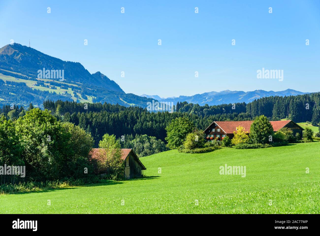 Beautiful countryside in the alpine foothills in bavarian Allgäu Stock ...