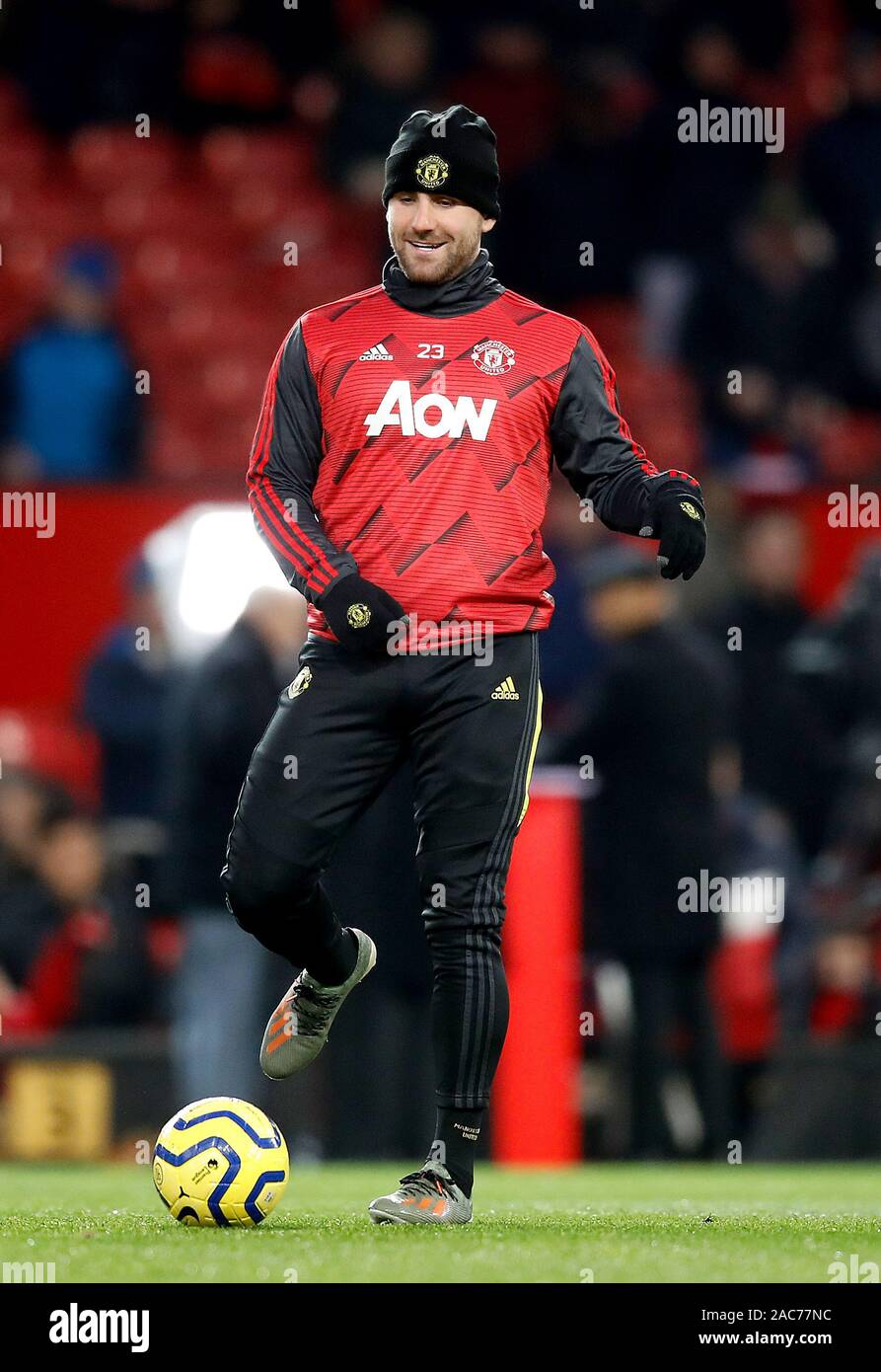 Manchester United's Luke Shaw during warm-up before the Premier League ...