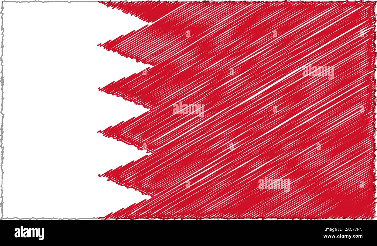 Vector Drawing of Sketch Style Bahrain Flag Stock Vector Image & Art ...