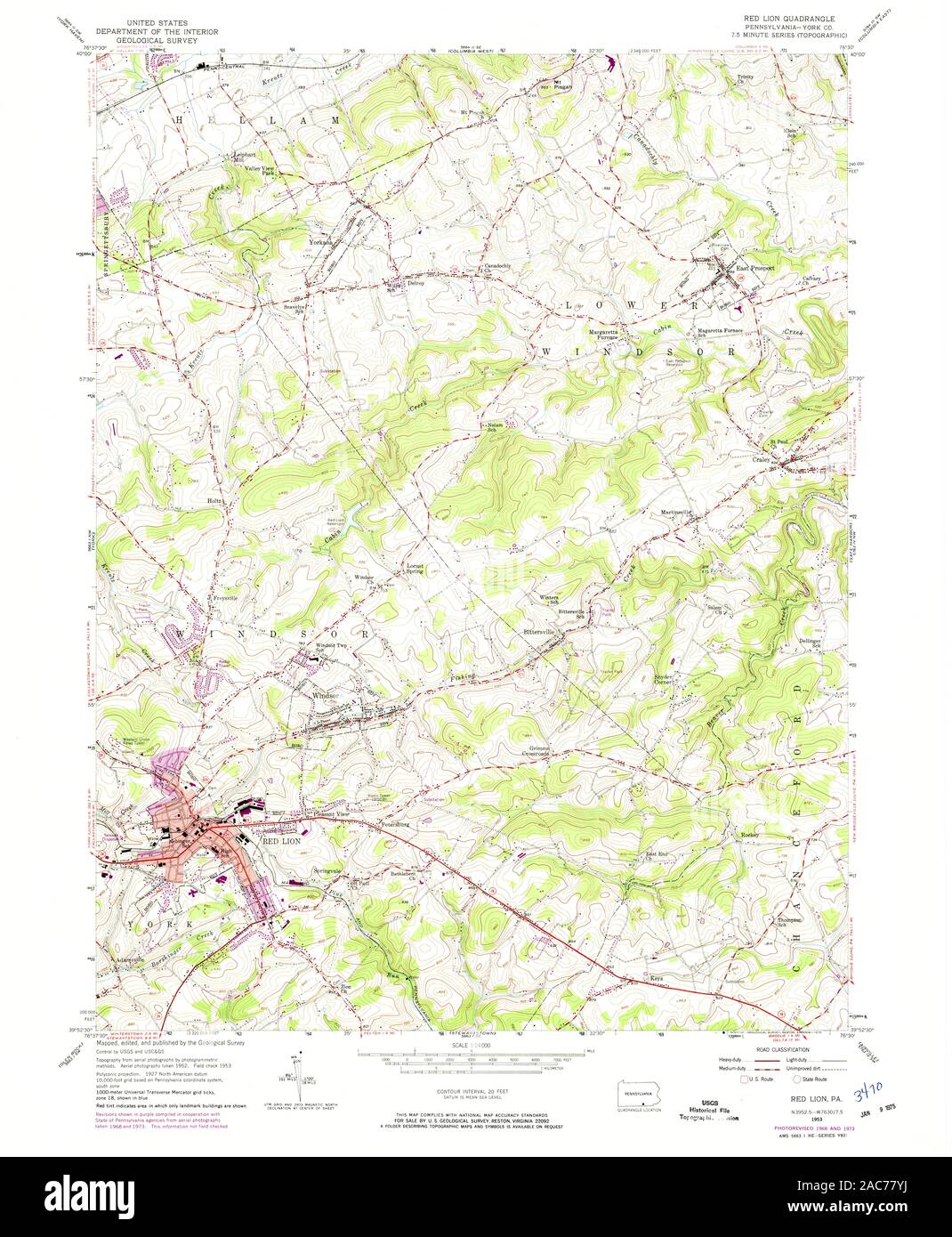 Map of red lion pennsylvania hi-res stock photography and images - Alamy