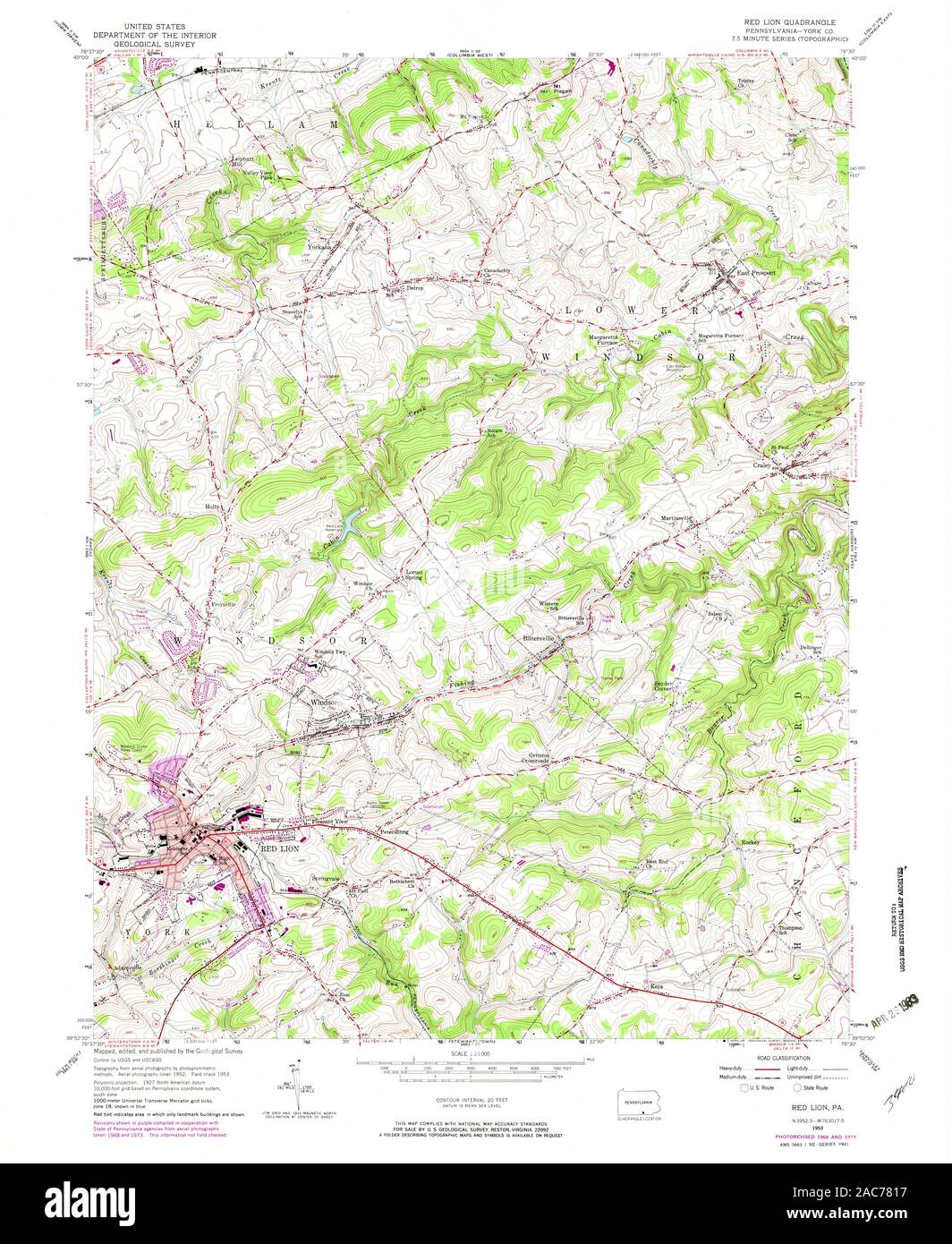 Map of red lion pennsylvania Cut Out Stock Images & Pictures - Alamy