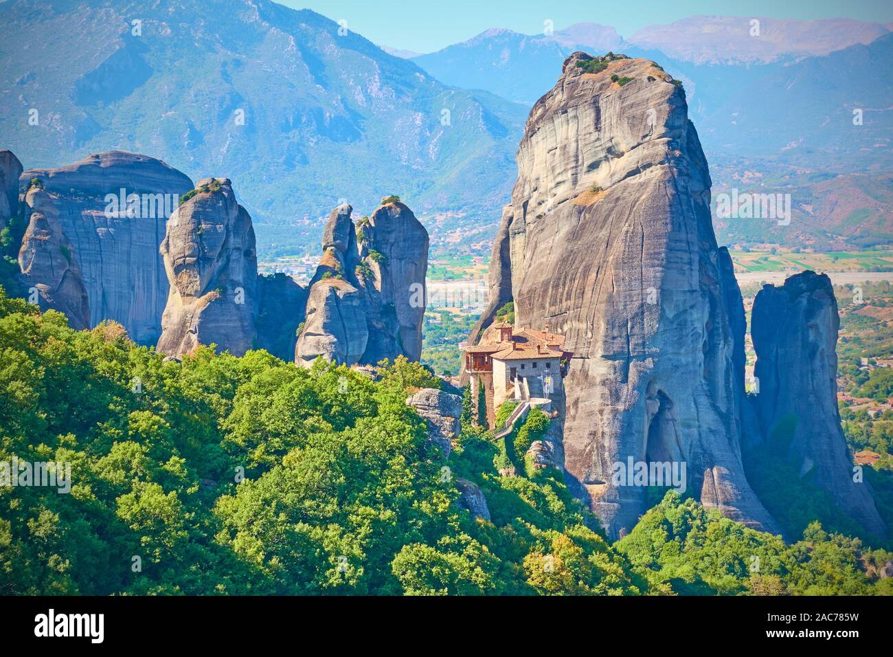 Cliffs of Meteora withThe Monastery of Roussanou, Greece - Greek ...