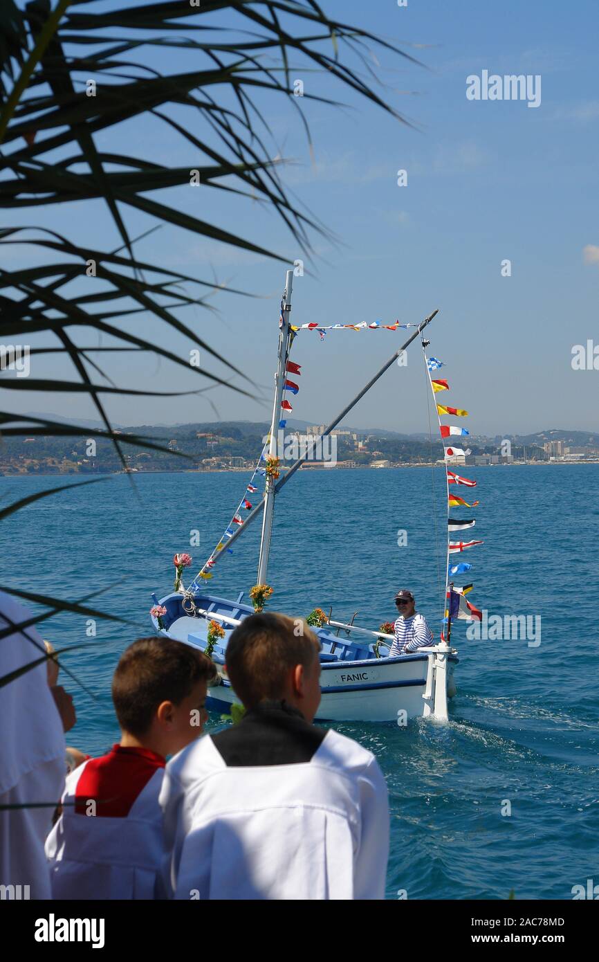 Blessing at sea of St. Peter, patron saint of fishermen in the harbor ...