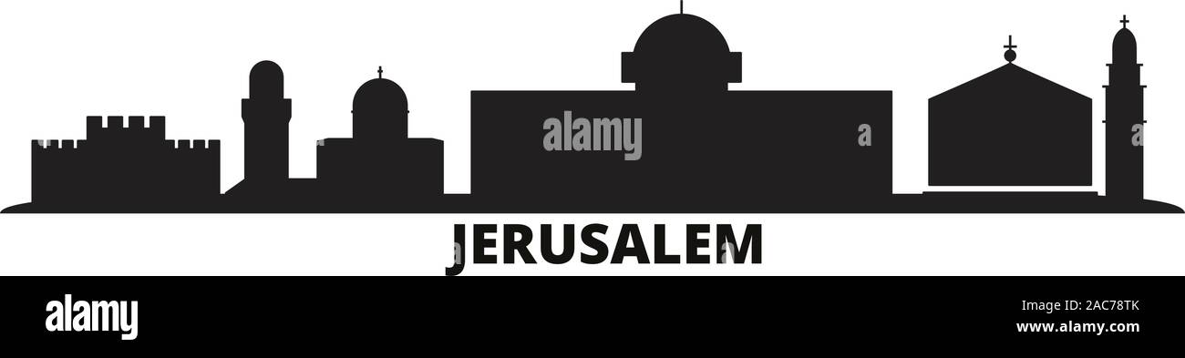 Israel, Jerusalem city skyline isolated vector illustration. Israel ...