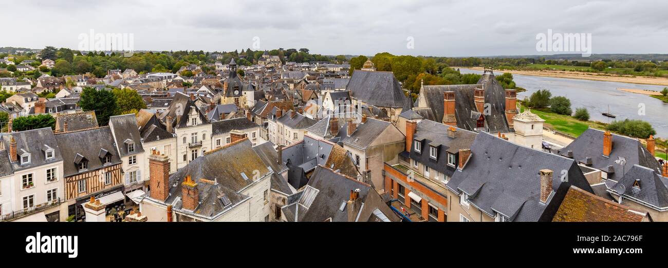 Amboise, France -October 16, 2019: Overview of the historic village ...