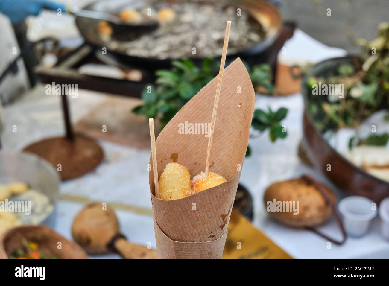 Arrubiolus, typical sardinian sweet or salad finger food, made by fried ...