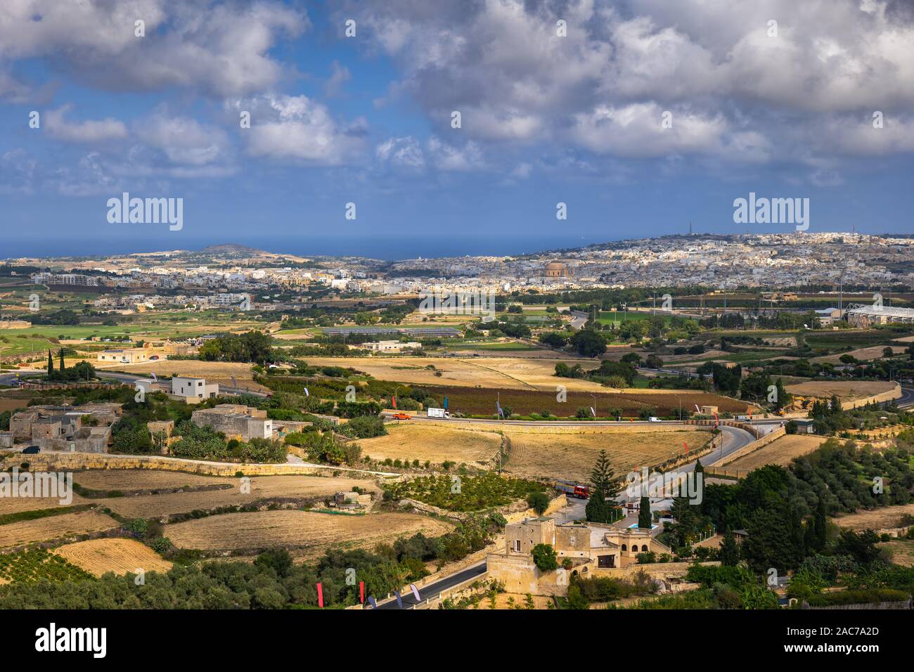 Malta island landscape, southern Europe, view from city of Mdina Stock ...