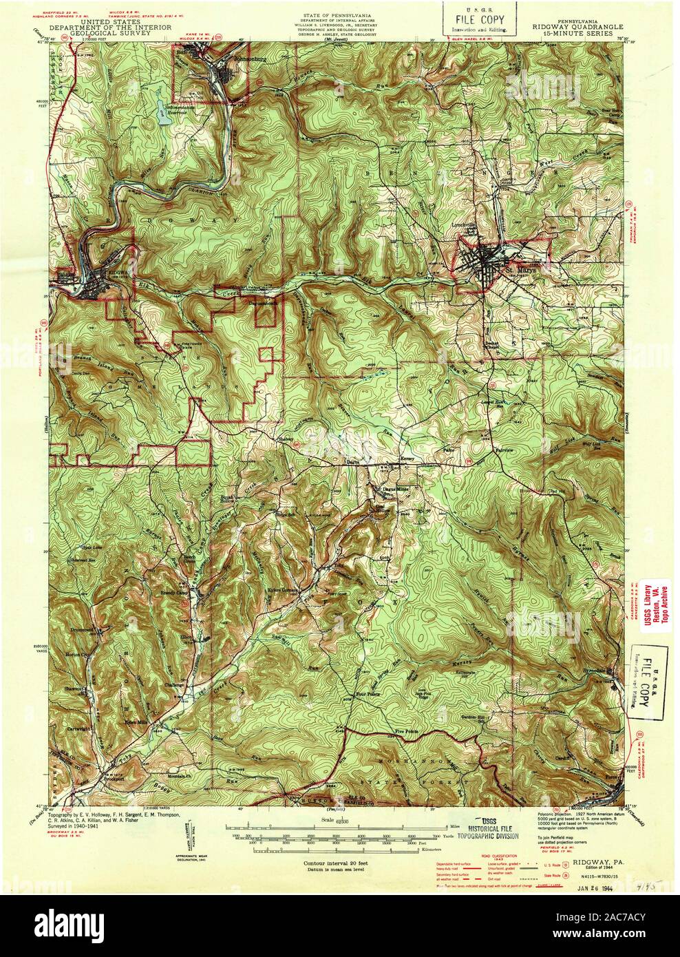 Map of ridgway pennsylvania hi-res stock photography and images - Alamy